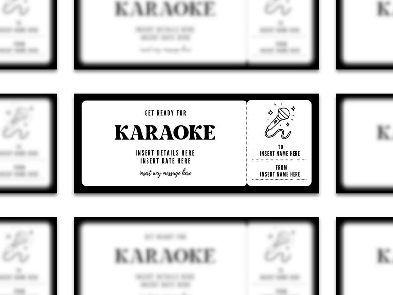 Editable Karaoke Night Coupon, Custom Karaoke Date Ticket Template ...