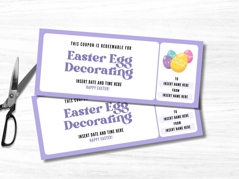 Editable Easter Egg Decorating Ticket Template, Custom Spring Easter ...