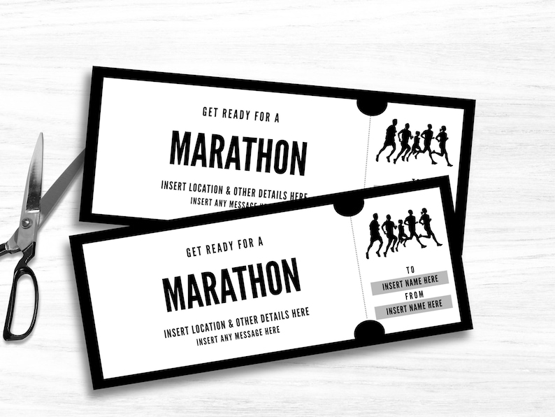 Editable Marathon Ticket Template, Custom Marathon Race Coupon ...
