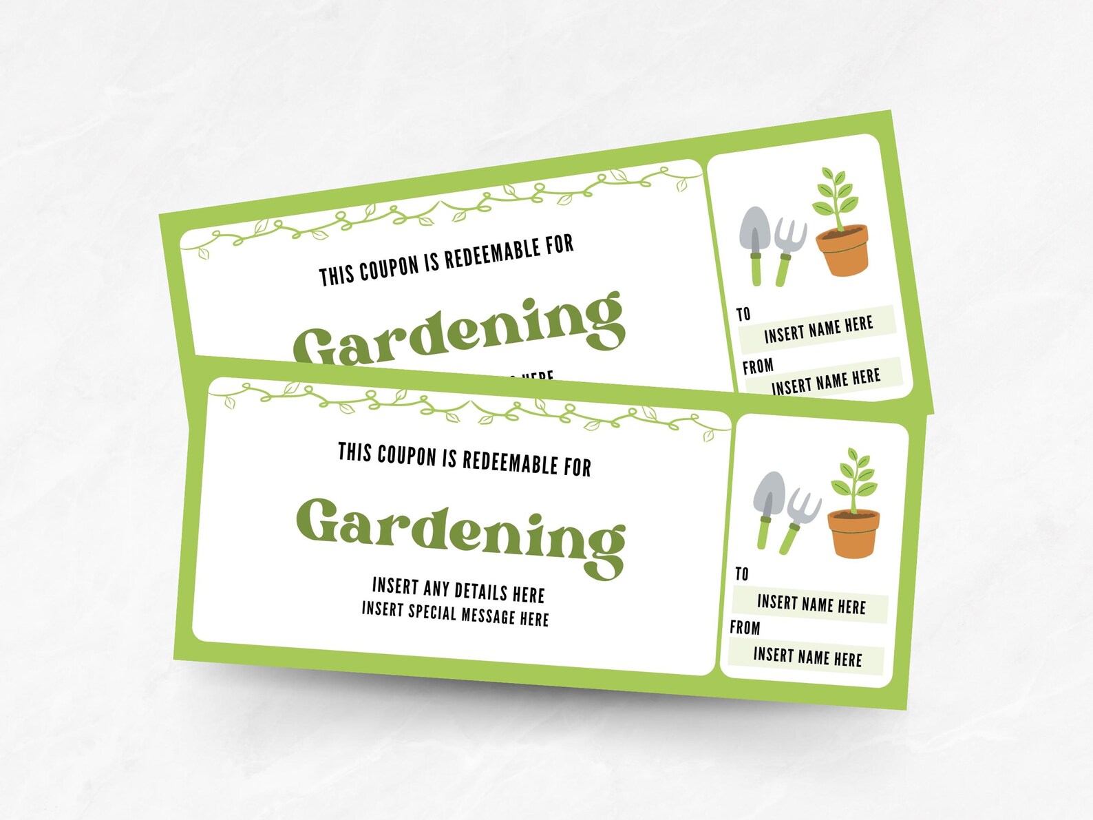 Custom Gardening Gift Certificate, Editable Landscaping Voucher, Printable Garden Coupon PDF - Etsy