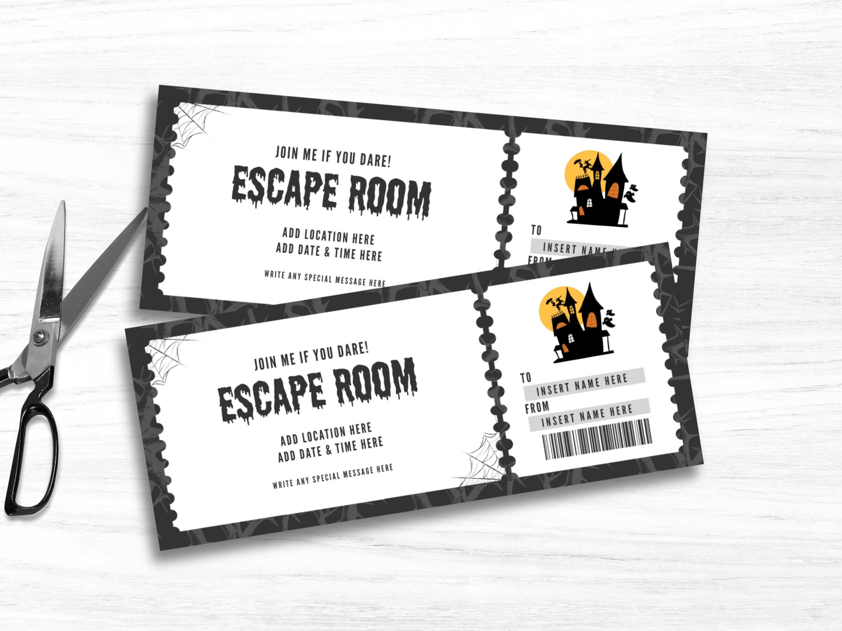 Editable Halloween Escape Room Coupon, Custom Spooky Escape Room Ticket ...