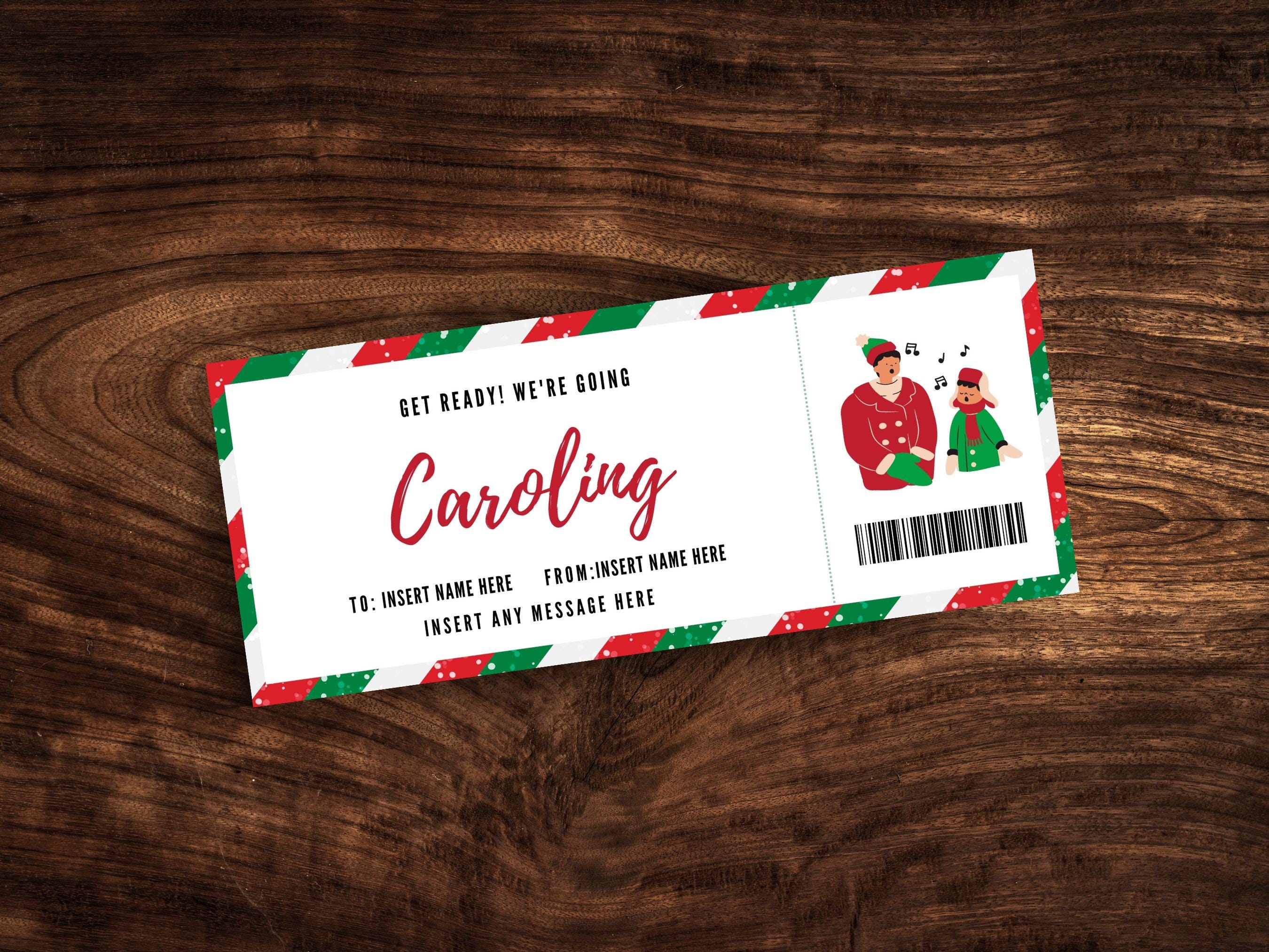 Editable Christmas Caroling Ticket Template, Custom Holiday Carol ...