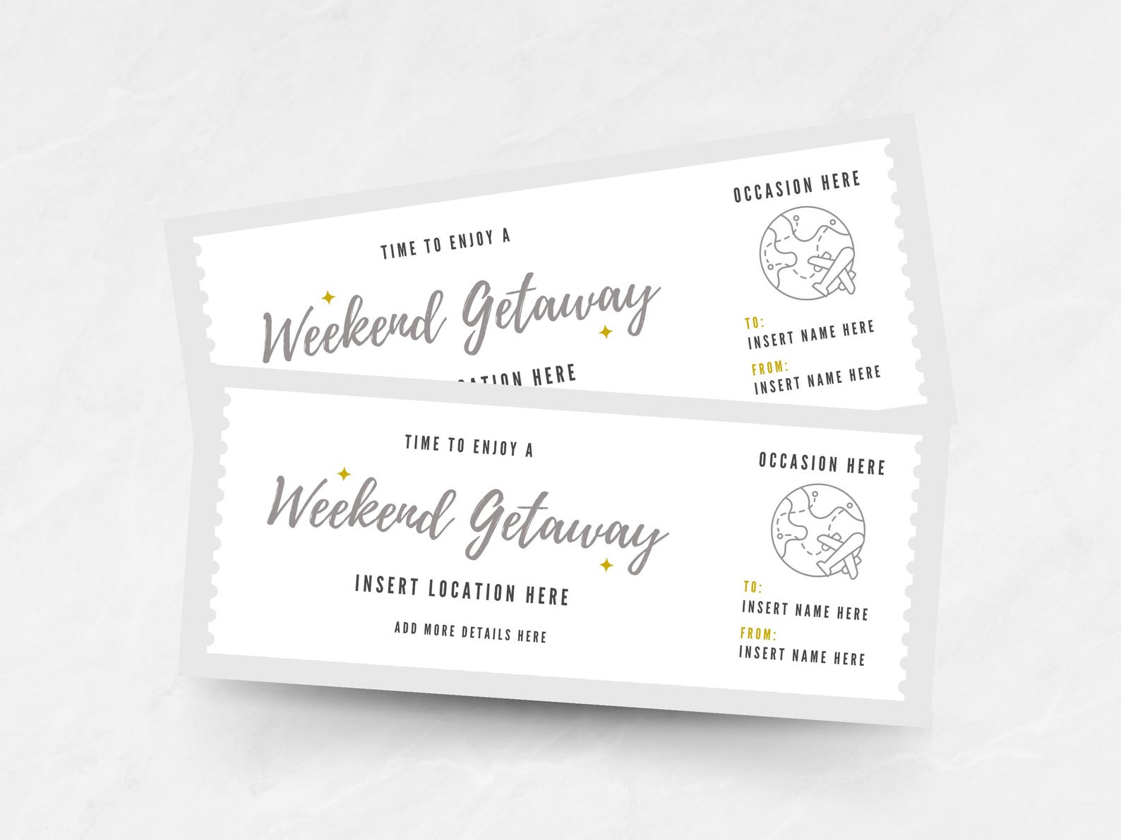 Editable Weekend Getaway Coupon Template, Custom Surprise Hotel ...