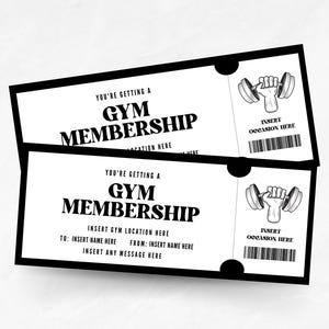 Editable Gym Membership Coupon, Custom Fitness Club Membership Ticket ...