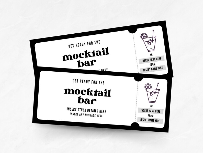 Printable Mocktail Night Coupon Template, Editable Mocktail Happy Hour ...