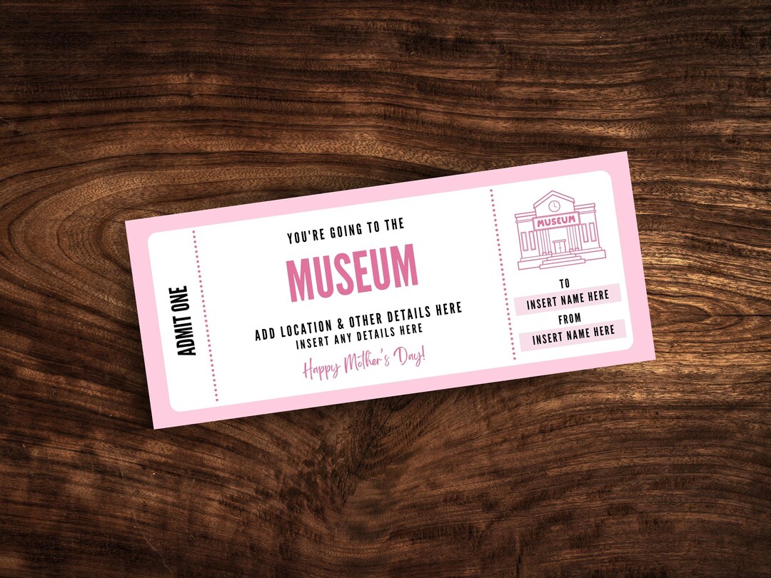 Custom Museum Ticket Template, Printable Museum Gallery Coupon ...