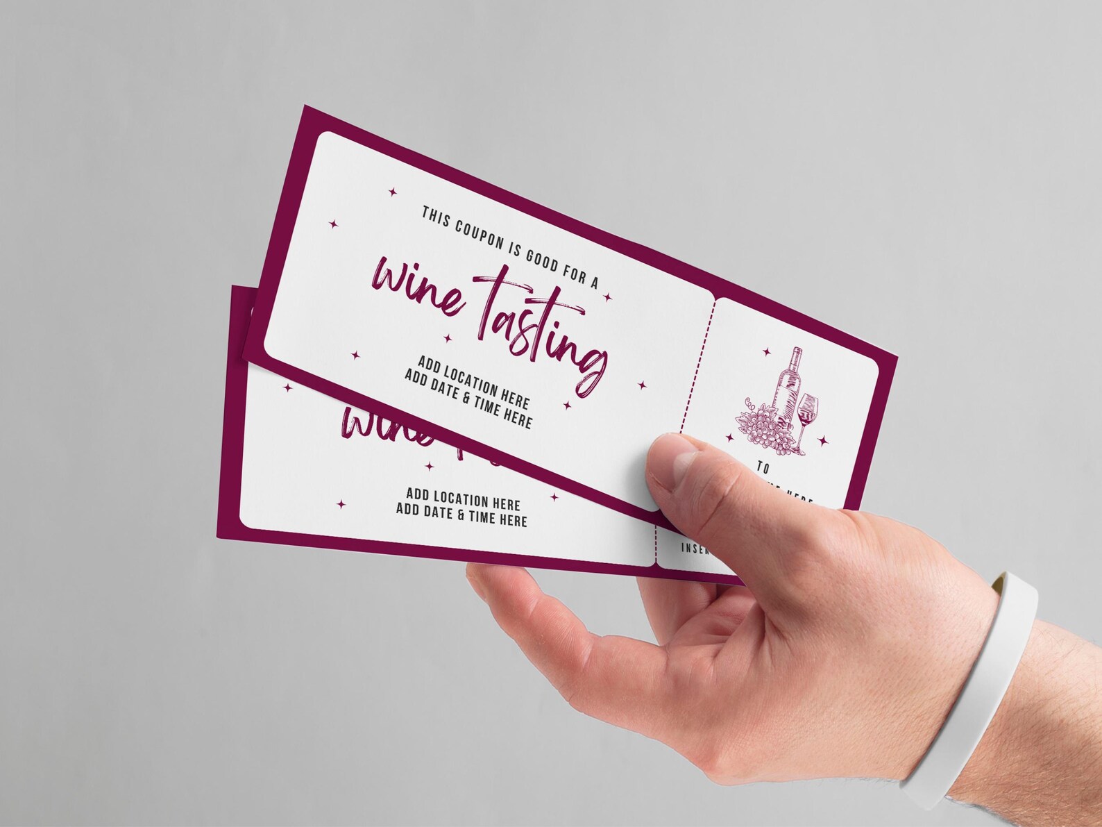 Printable Wine Tasting Coupon Template, Editable Winery Ticket Template ...