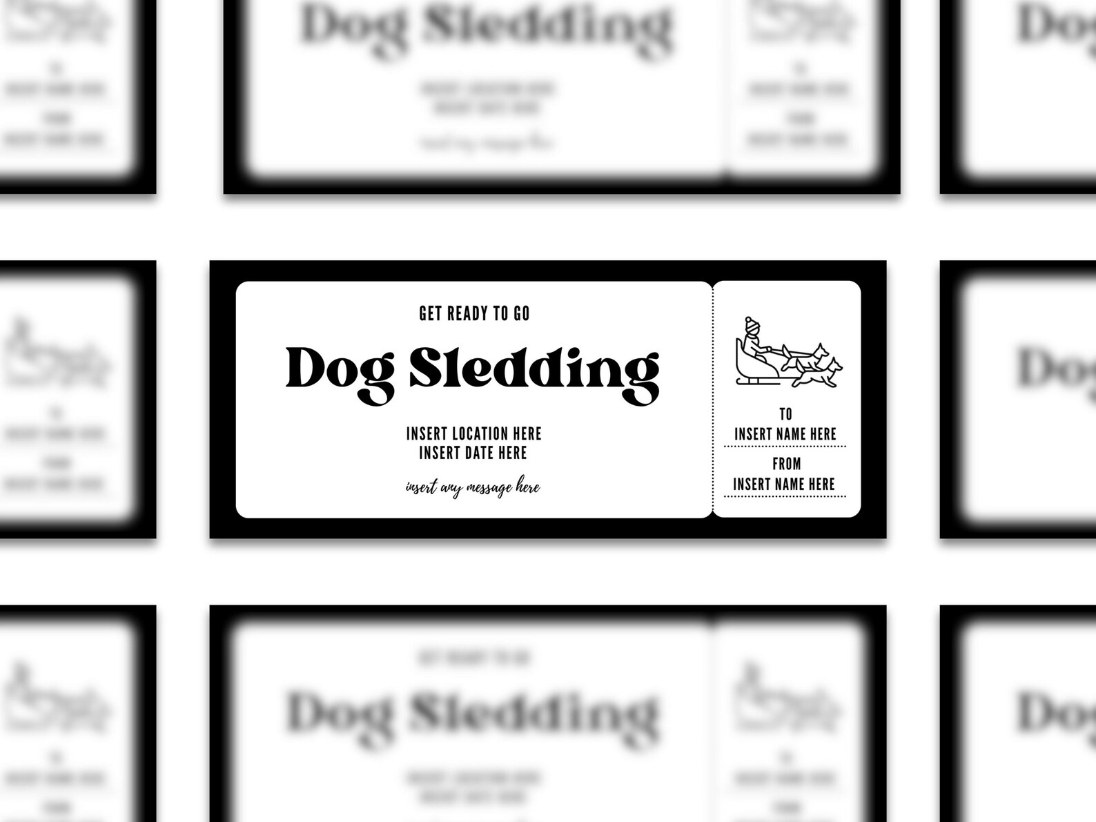 Editable Dog Sledding Ticket Template, Custom Winter Dog Snow Sledding ...