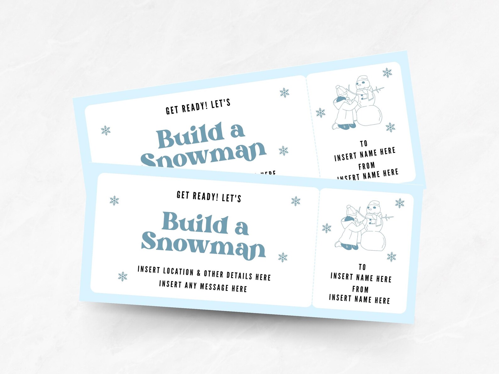 Editable Build a Snowman Ticket Template, Custom Make a Snowman Coupon ...
