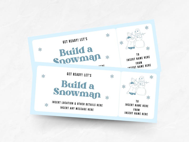 Editable Build a Snowman Ticket Template, Custom Make a Snowman Coupon ...