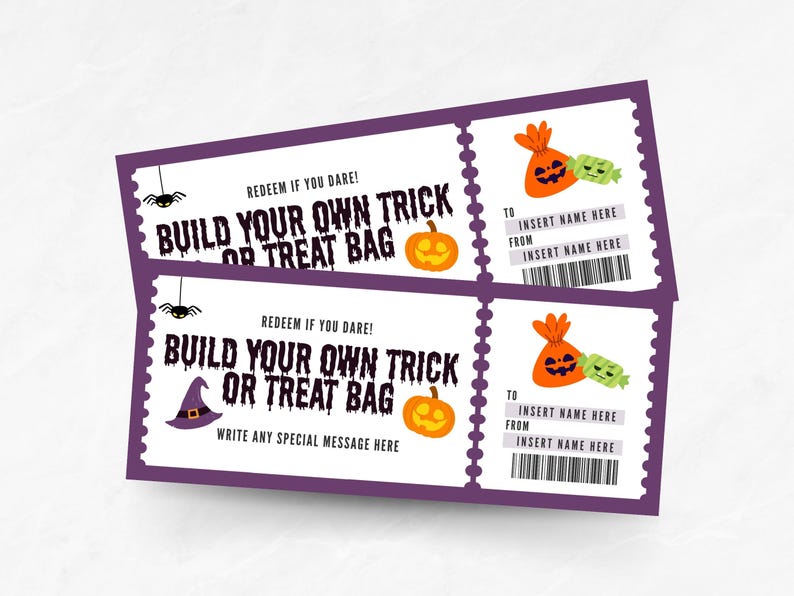 Editable Build Your Own Trick or Treat Bag Coupon, Printable Trick-or ...