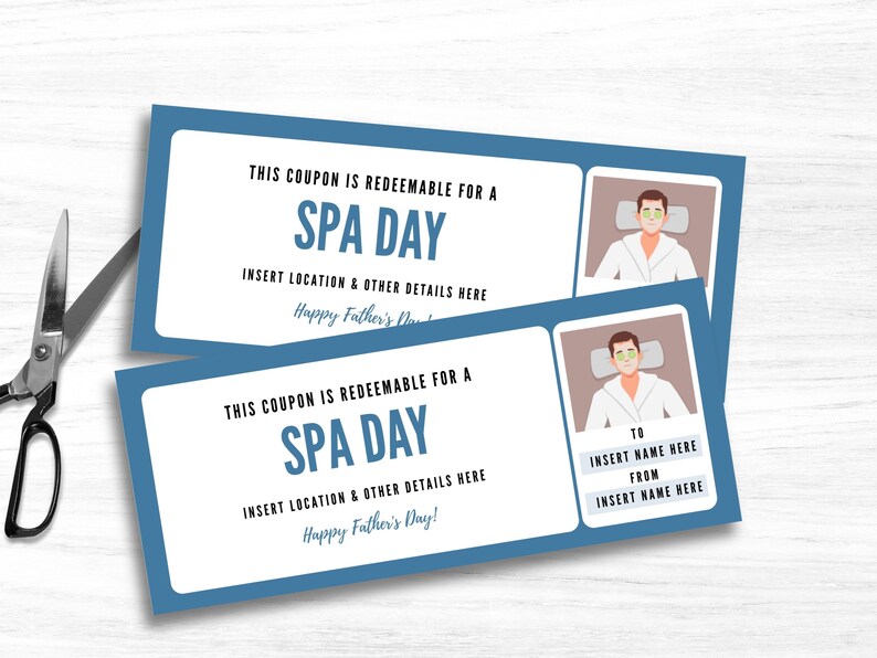 Editable Spa Day Coupon, Printable Spa Ticket Voucher, Custom Spa Day ...