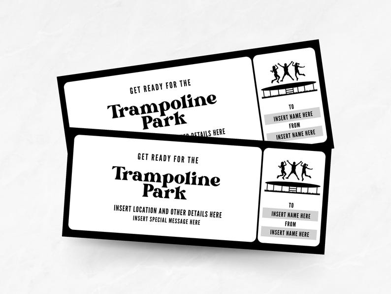 Custom Trampoline Park Ticket Template, Editable Indoor Trampoline ...