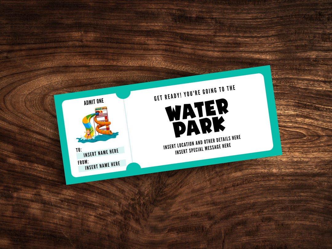 Custom Water Park Ticket Template, Editable Water Amusement Park Coupon ...