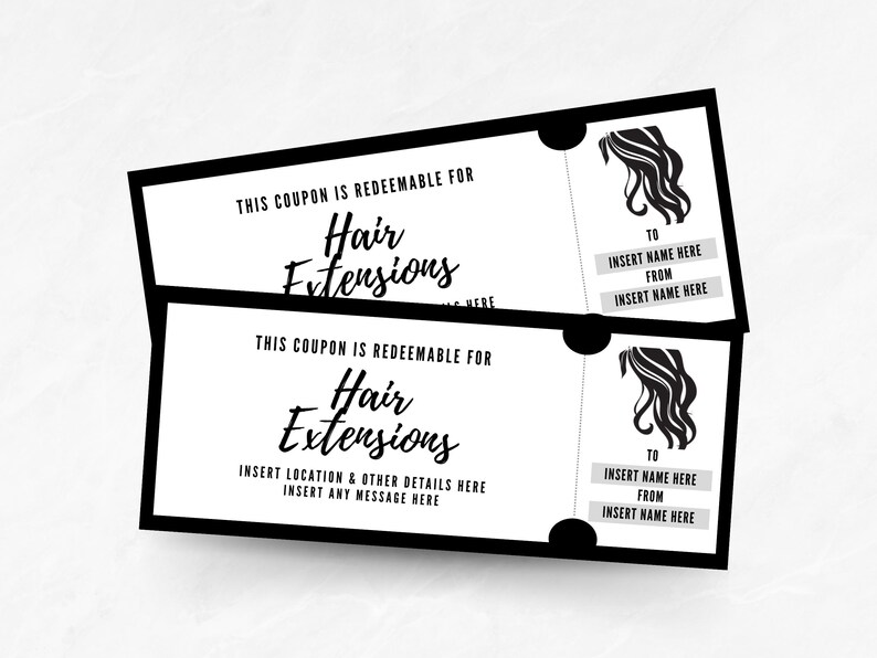 Editable Hair Extension Coupon, Printable Salon Service Ticket Template ...