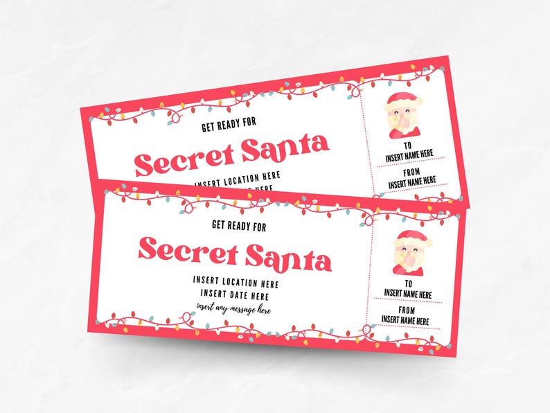 Editable Secret Santa Invitation Template, Custom Secret Santa Gift ...