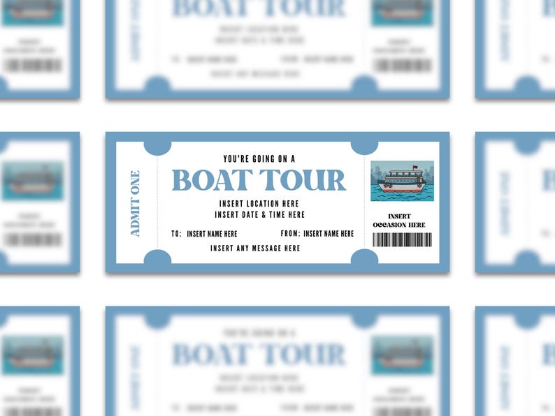 Editable Boat Tour Ticket Template, Printable River Boat Tour Boarding ...