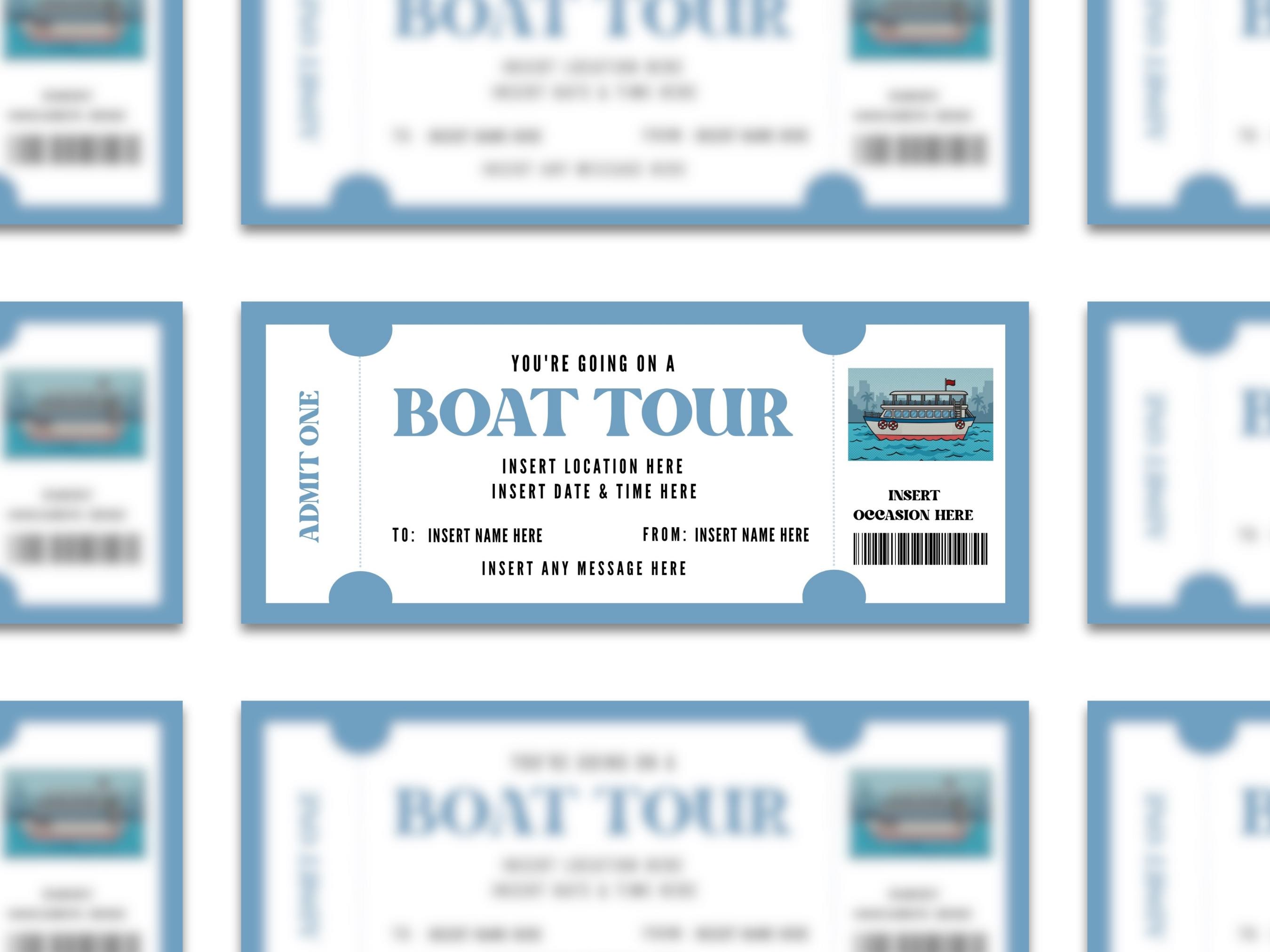 Editable Boat Tour Ticket Template, Printable River Boat Tour Boarding ...
