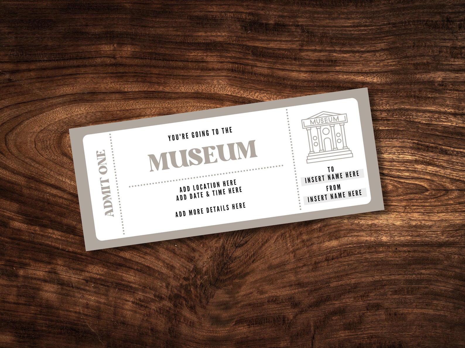 Custom Museum Ticket Template, Printable Museum Gallery Coupon ...