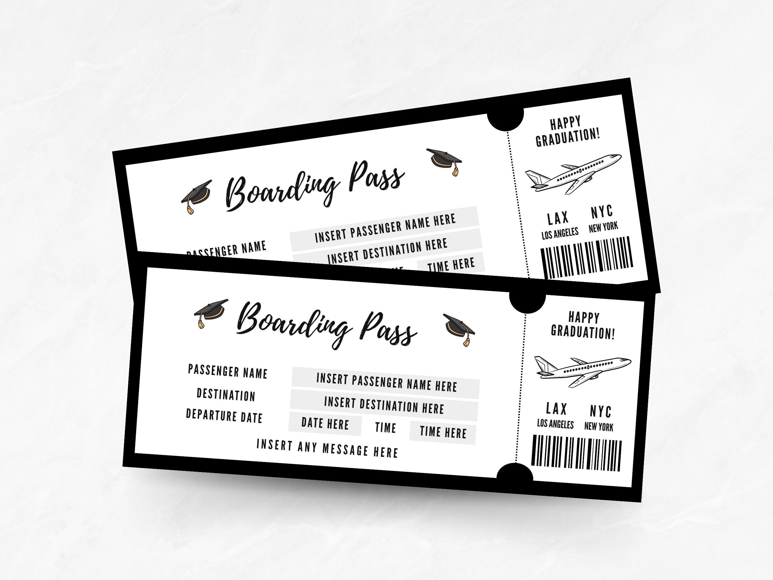 Editable Boarding Pass Template, Printable Plane Ticket, Personalized ...
