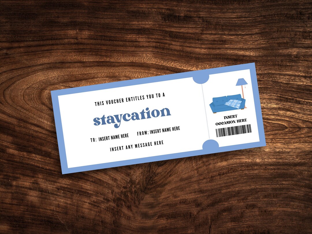 Editable Staycation Coupon Template, Custom Surprise Hotel Staycation ...