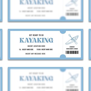 Editable Kayaking Coupon, Custom Kayak Tour Ticket Template, Printable ...