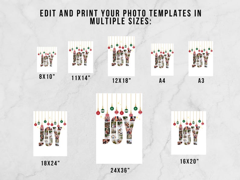 Editable "joy" Photo Collage Template, Custom Christmas Photo Collage ...