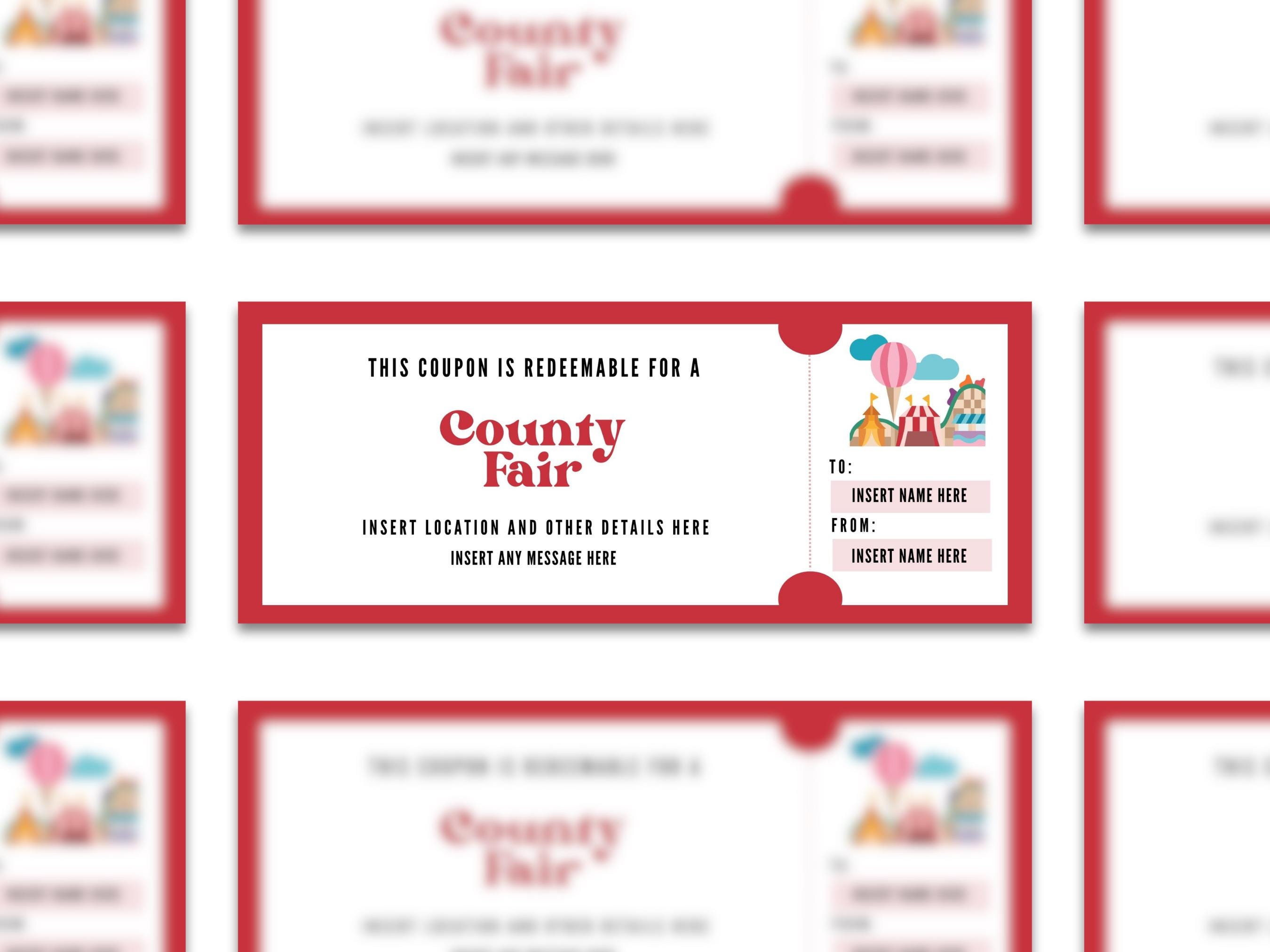 Custom County Fair Ticket Template, Editable County Fair Coupon ...