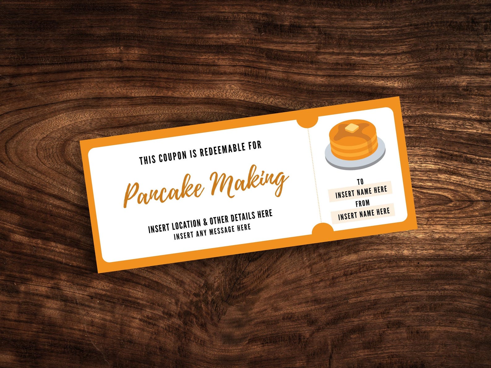 Editable Pancake Making Coupon, Printable Breakfast Date Ticket ...