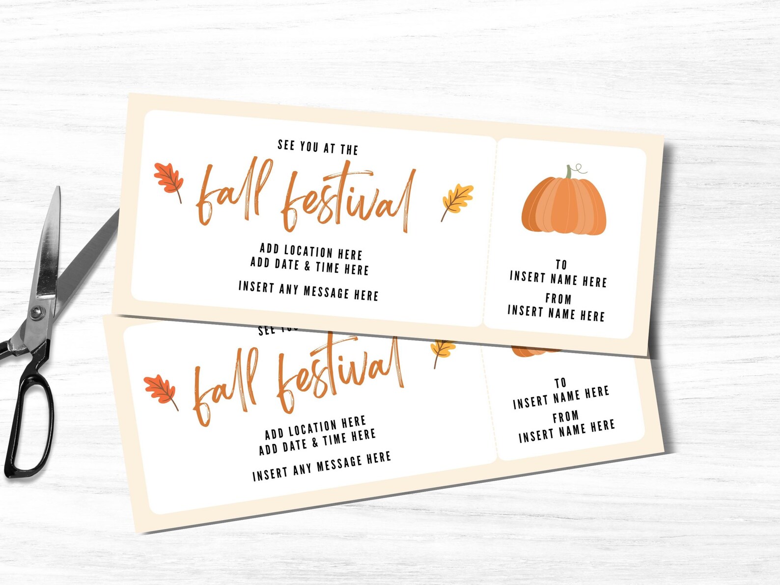 Editable Fall Festival Ticket Template, Custom Harvest Festival Coupon ...