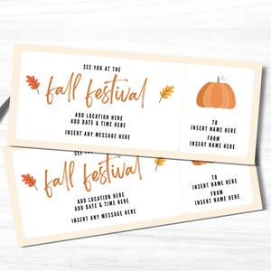 Editable Fall Festival Ticket Template, Custom Harvest Festival Coupon ...