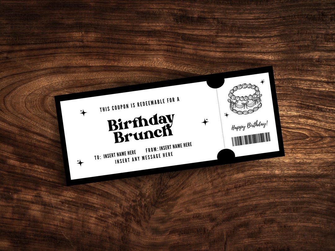 Editable Birthday Brunch Ticket Template, Custom Brunch Birthday ...