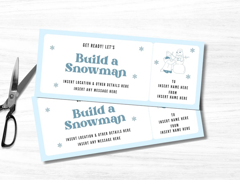 Editable Build a Snowman Ticket Template, Custom Make a Snowman Coupon ...