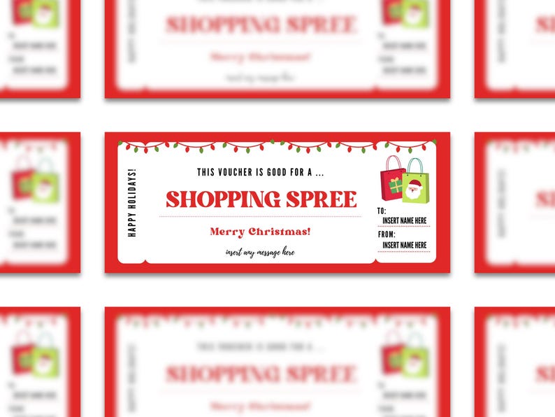 Editable Holiday Shopping Spree Coupon Template, Custom Shopping Ticket ...