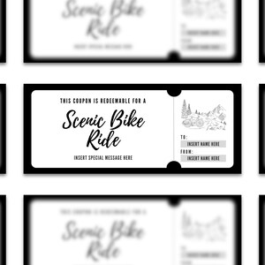 Editable Scenic Bike Ride Coupon Template, Custom Bicycle Ride Voucher ...