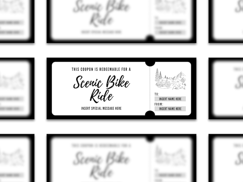 Editable Scenic Bike Ride Coupon Template, Custom Bicycle Ride Voucher ...