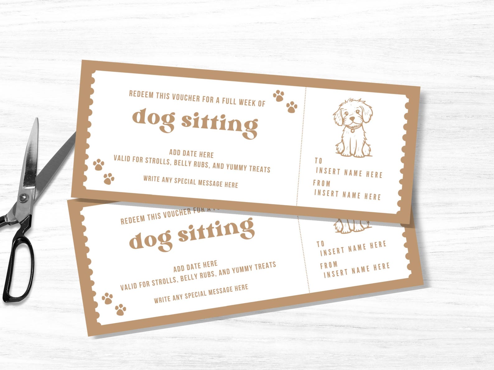 Editable Dog Sitting Coupon Template, Custom Dog Watching Ticket ...
