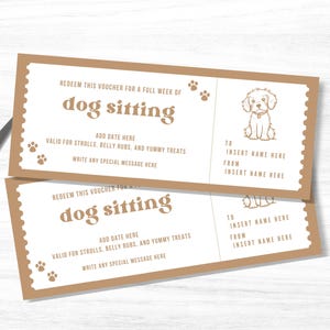Editable Dog Sitting Coupon Template, Custom Dog Watching Ticket ...
