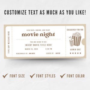 Editable Movie Night Coupon, Custom Movie Voucher, Digital Ticket ...