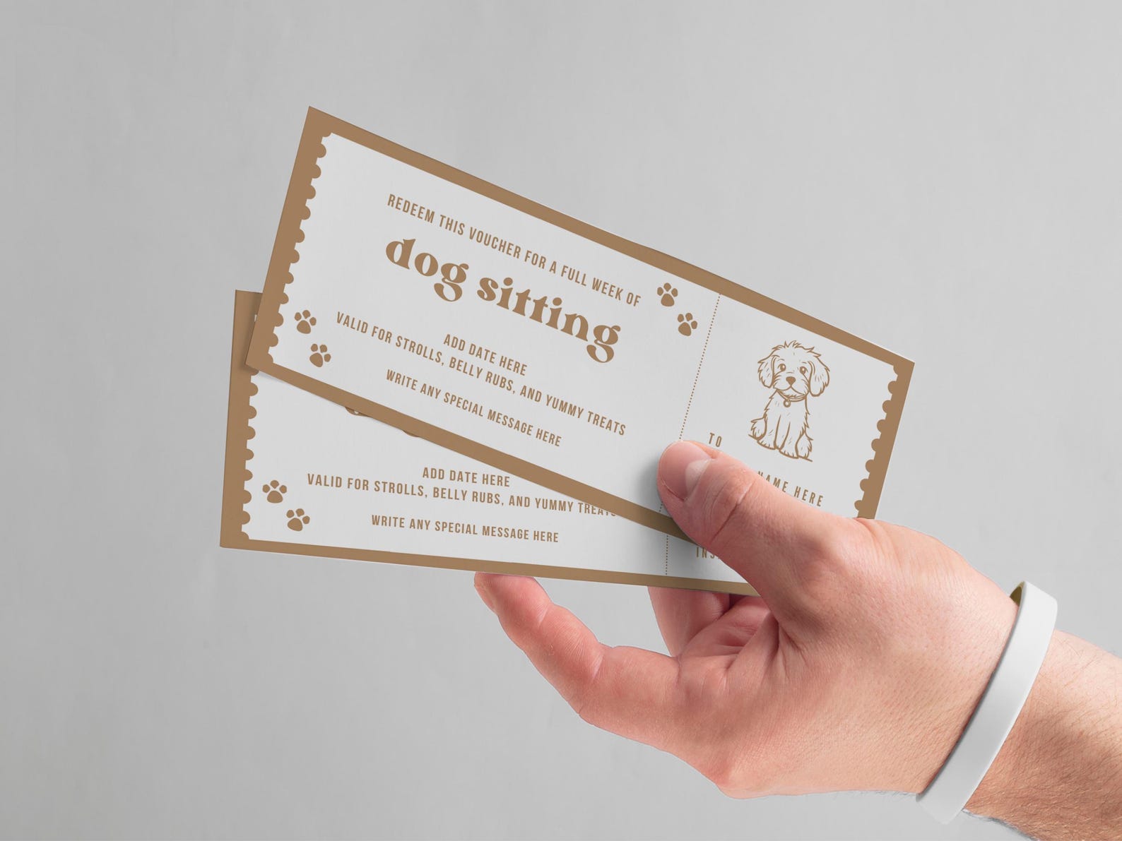 Editable Dog Sitting Coupon Template, Custom Dog Watching Ticket ...