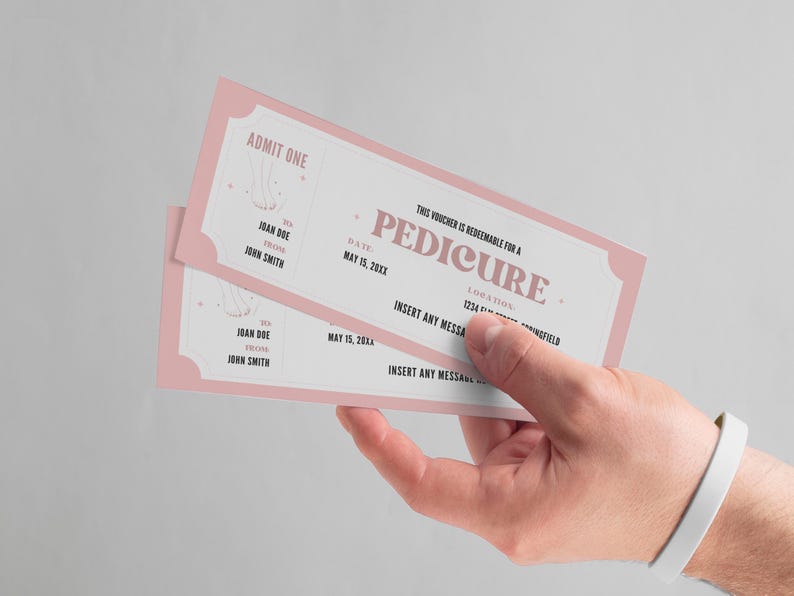 Editable Pedicure Coupon Template, Custom Pedi Ticket Gift Certificate ...