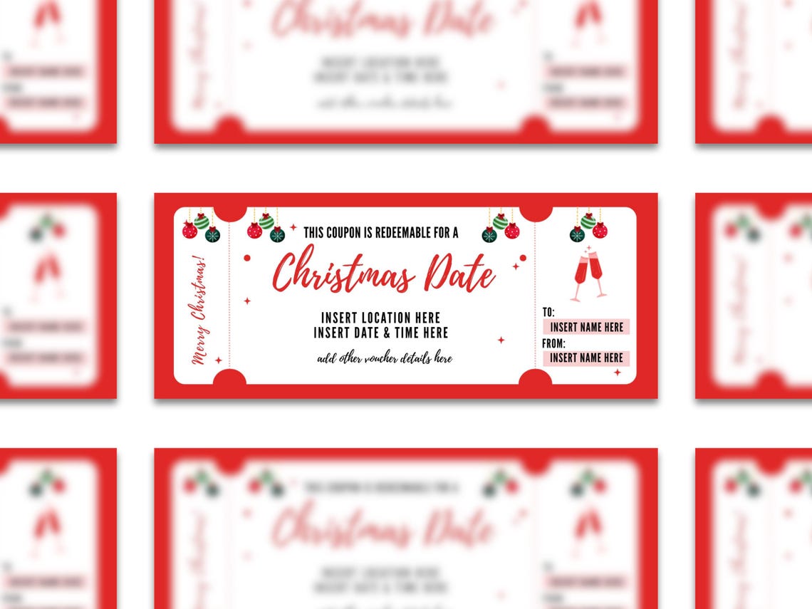 Custom Christmas Dinner Date Night Coupon, Printable Surprise Dinner ...