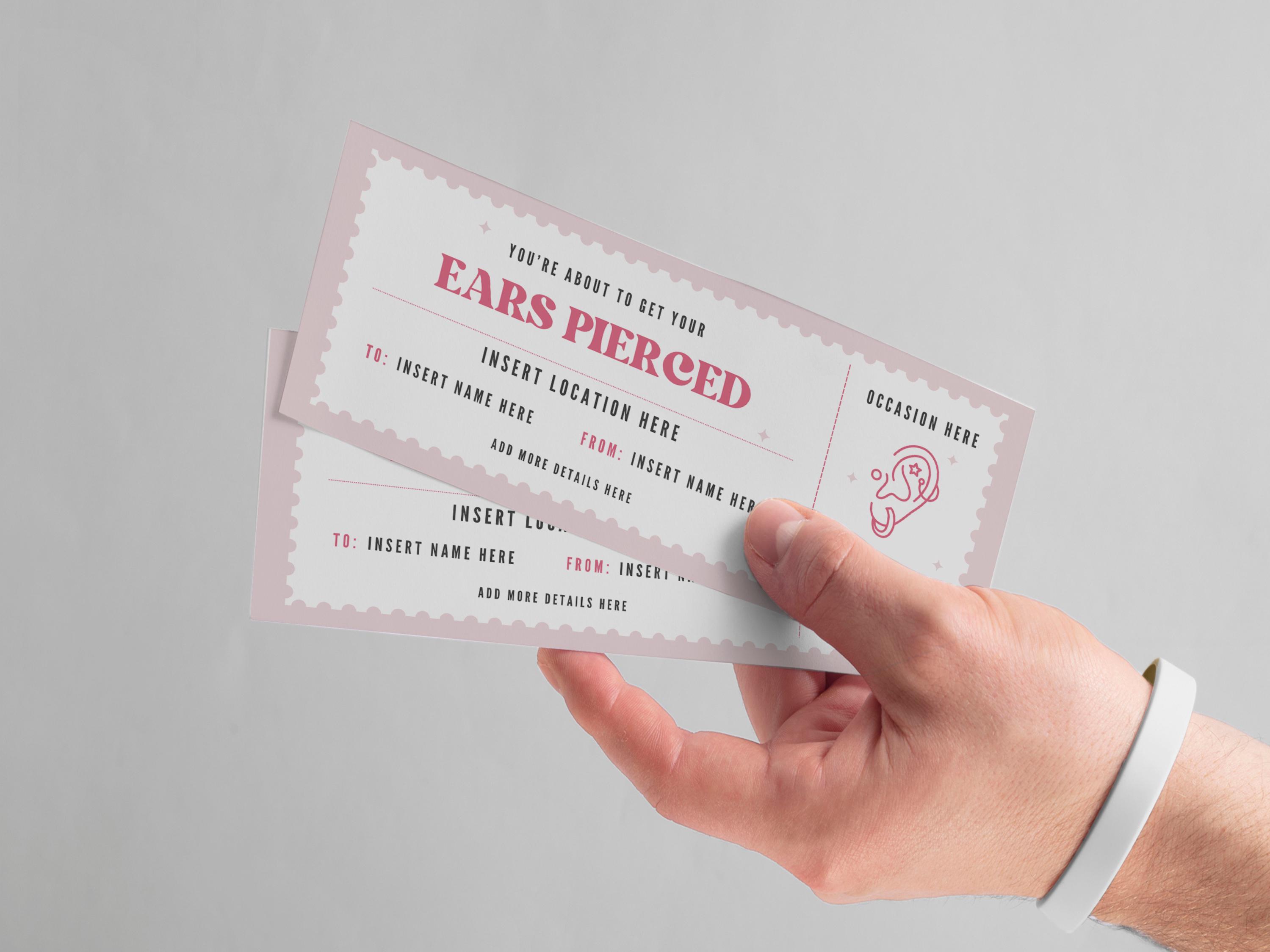 Editable Ear Piercing Coupon Template, Custom Ears Pierced Gift ...