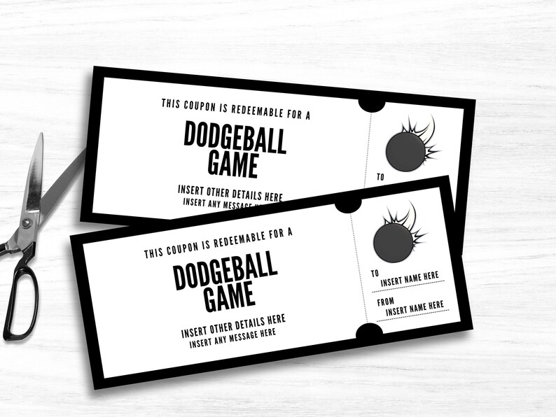 Custom Dodgeball Game Ticket Template, Editable Dodgeball Coupon ...