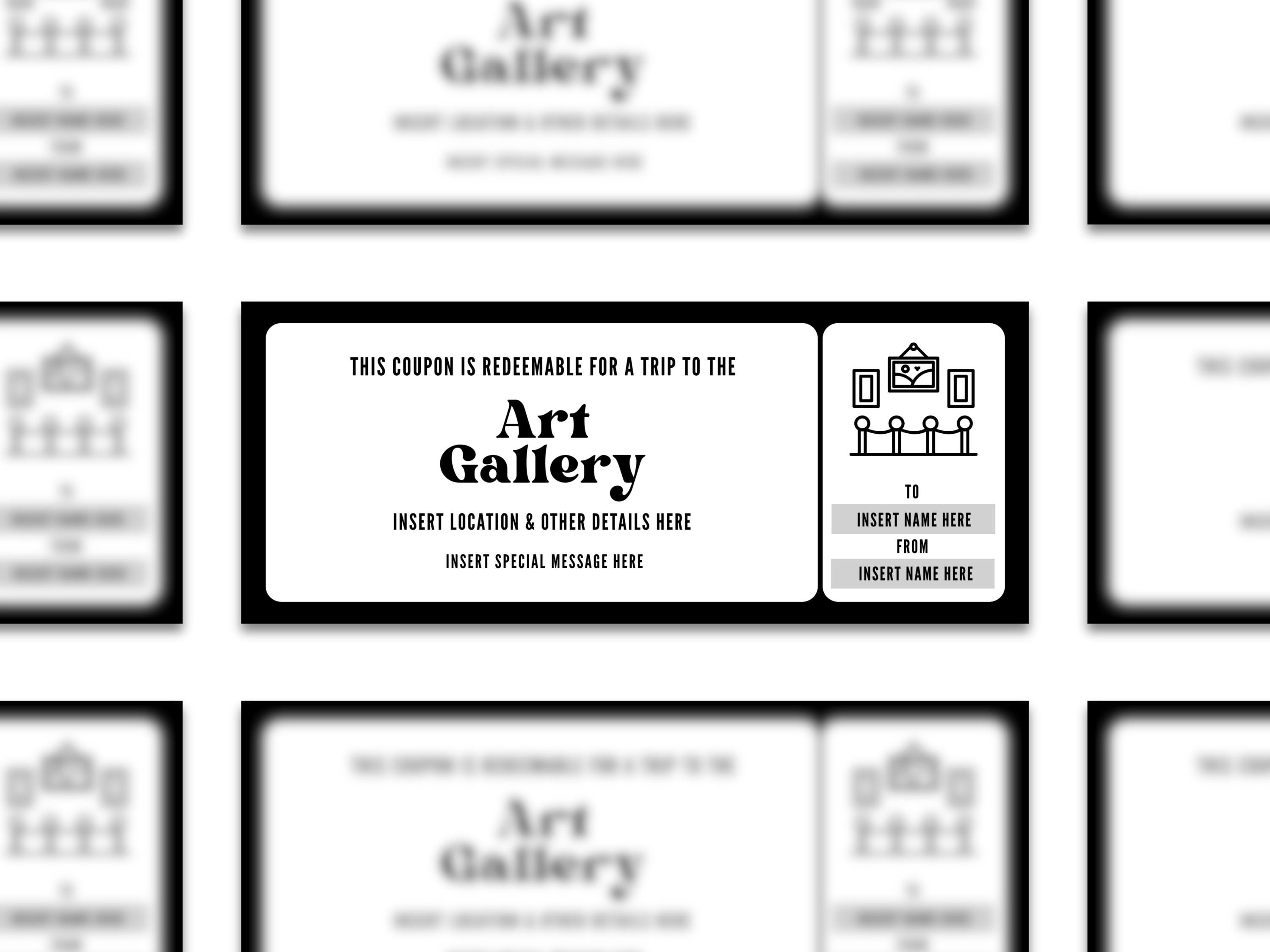 Custom Art Gallery Ticket Template, Printable Art Museum Coupon ...