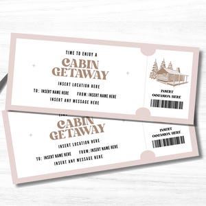 Editable Cabin Getaway Coupon Template, Custom Surprise Cozy Cabin ...