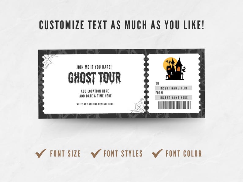 Editable Ghost Tour Coupon, Custom Spooky Ghost Tour Ticket Template ...