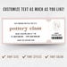Printable Pottery Class Coupon, Editable Pottery Making Lesson Ticket ...