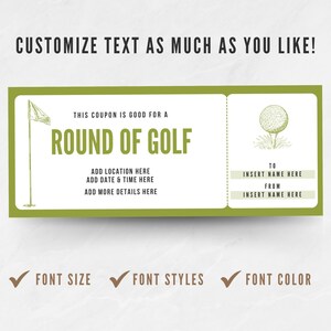 Editable Round of Golf Gift Certificate, Custom Round of Golf Coupon ...