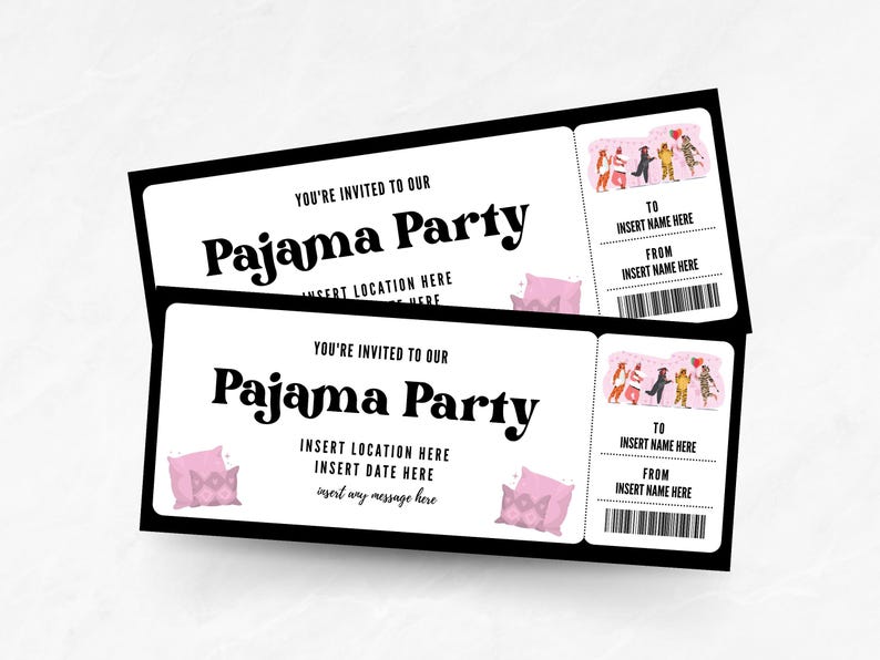 Editable Pajama Party Coupon Template, Custom PJ Party Sleepover ...